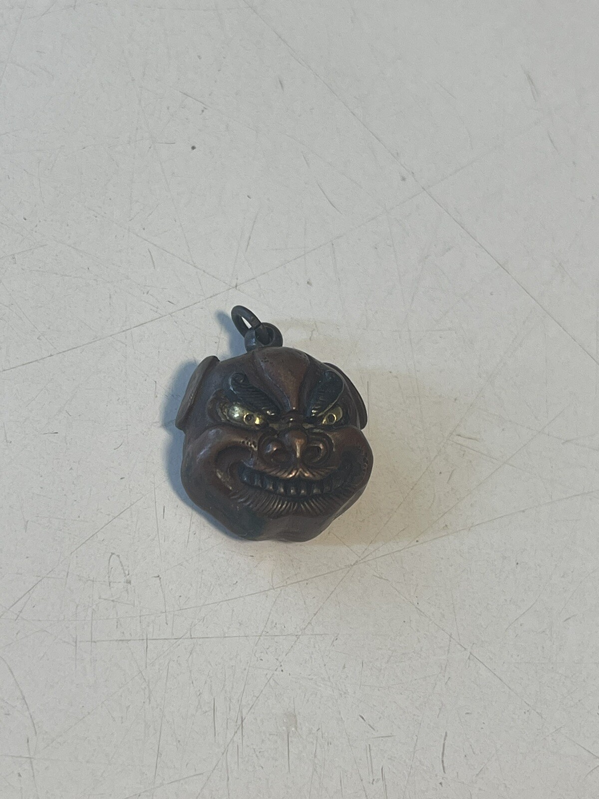 Japanese antique Netsuke Charm /Compass Demon mask made of copper | eBay
