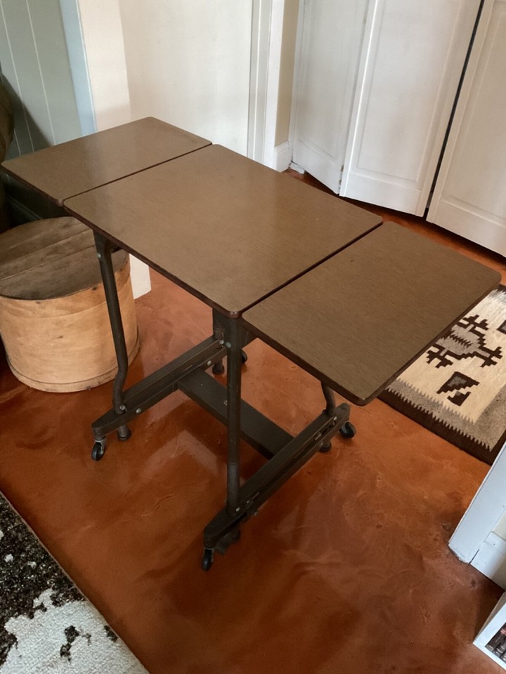 VTG MASO Industrial Metal Typewriter Stand Drop Leaf Table w/locking ...