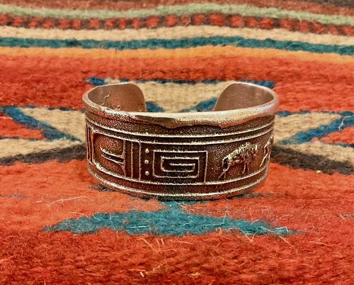 Bison Tufa Silver Bracelet Cuff ANTHONY LOVATO Native American Santo ...