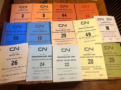 1970s Lot of 14 CN Canadian National Railway Employee Timetables | eBay