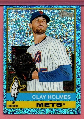Clay Holmes N.Y. Mets 2025 Topps Heritage High # Light Blue Sparkle ...