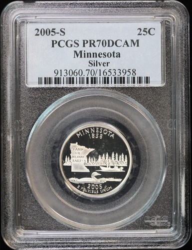 2005-S 25c Silver Proof Minnesota MN State Quarter PCGS PR 70 DCAM PF ...