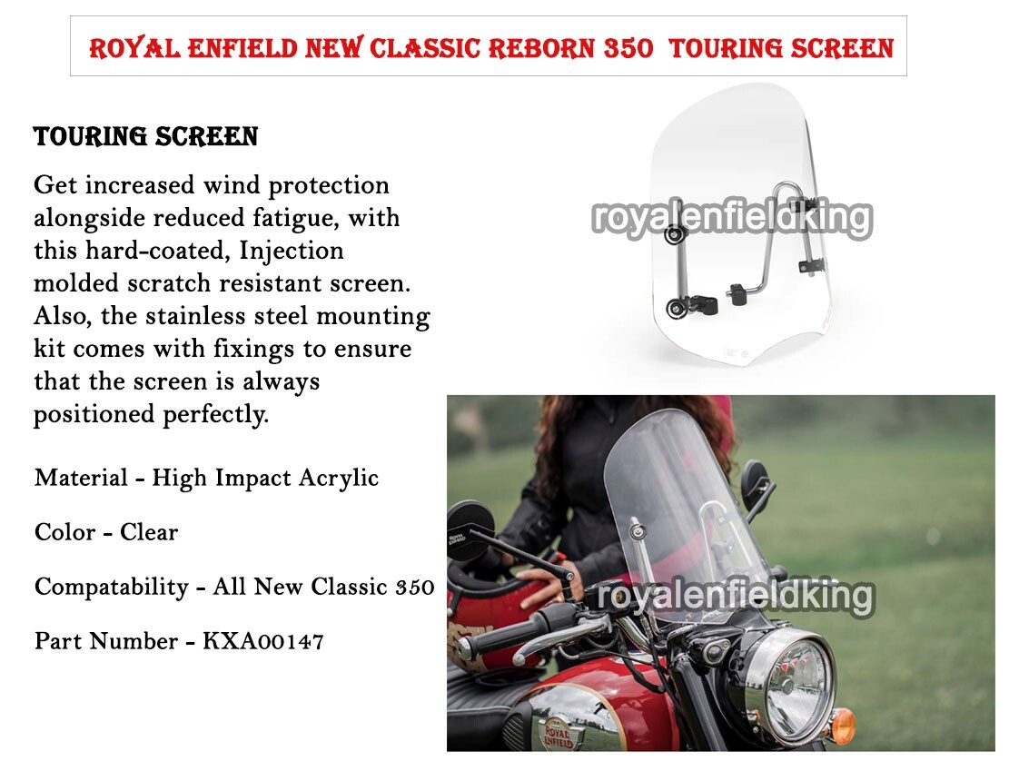 Genuine Royal Enfield "TOURING SCREEN KIT" For Classic Reborn 350 | eBay