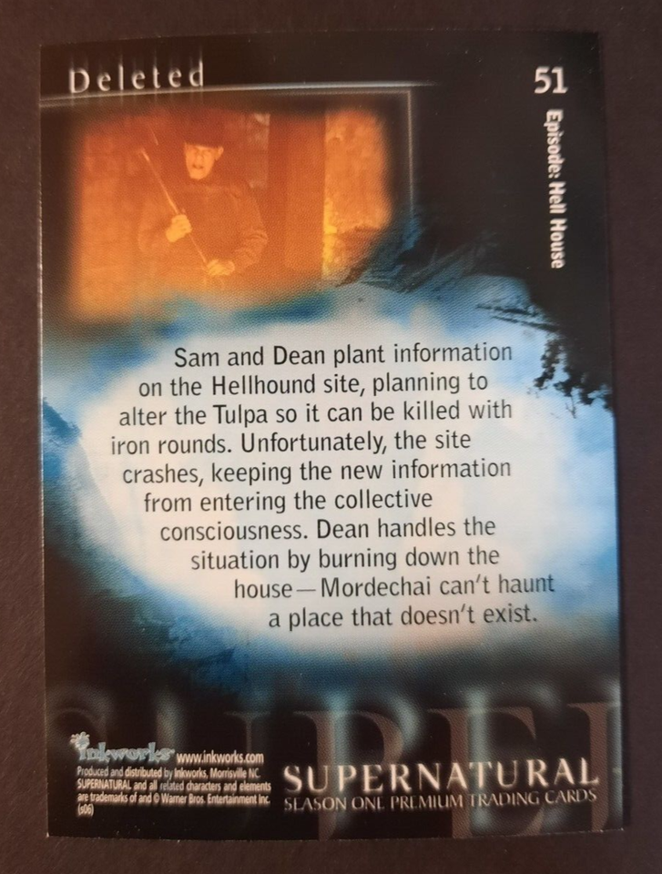SUPERNATURAL Season One Premium Trading Cards #51 Inkworks 2006 ...