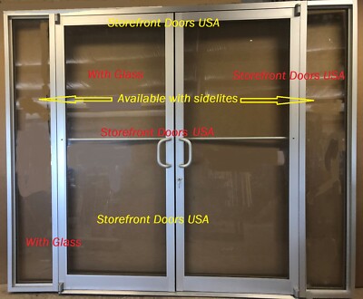 STOREFRONT DOOR, FRAME & CLOSER 6'0 X 7'0 PAIR, CLEAR FINISH w/Glass ...