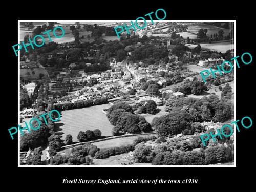 OLD 8x6 HISTORIC PHOTO OF EWELL SURREY ENGLAND AERIAL VIEW OF TOWN ...