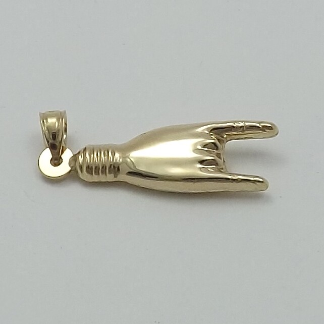 14K Gold Italian Figa Hand Malocchio Rock On Large Charm Pendant New | eBay