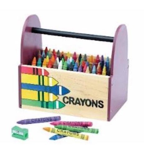 Wood Crayon Caddy With 64 Non-Toxic Crayons + Sharpener : Organize Your ...