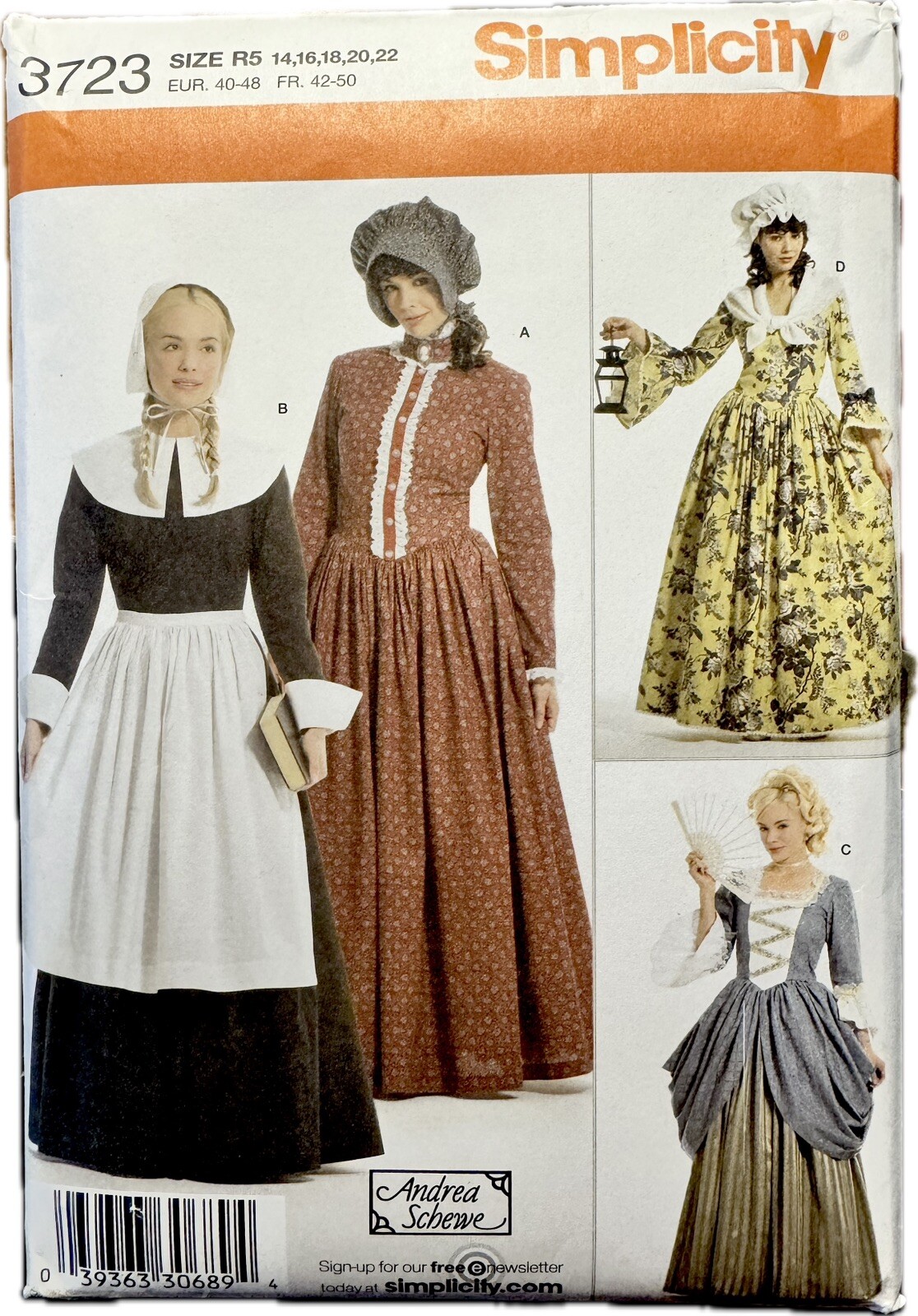 Simplicity 3723 Pattern French Cottage Prairie Pilgrim Colonial Sz 14 ...