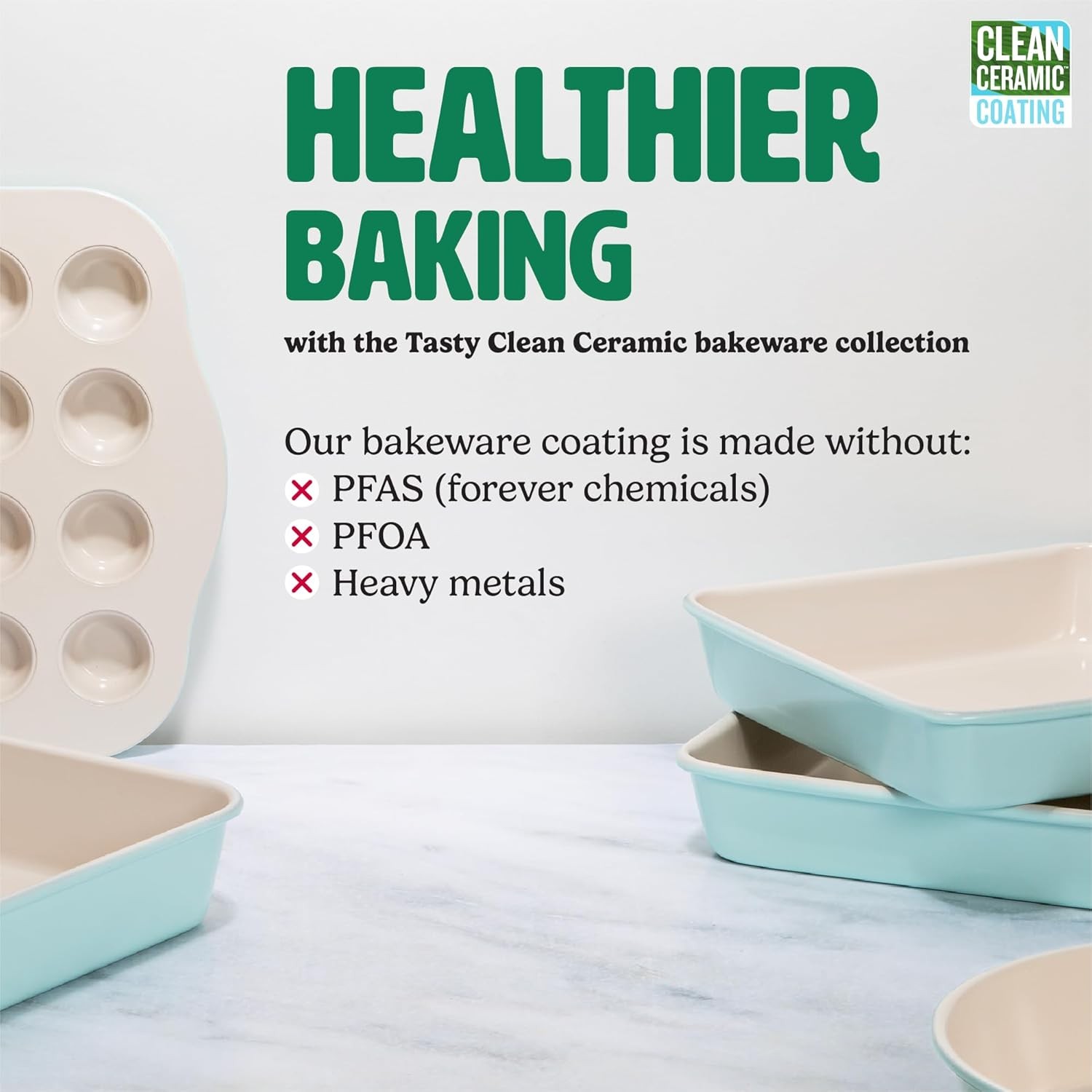 Clean Ceramic Round Cake Pans Set 2-Pack of 9-Inch Cake Pans Durable ...