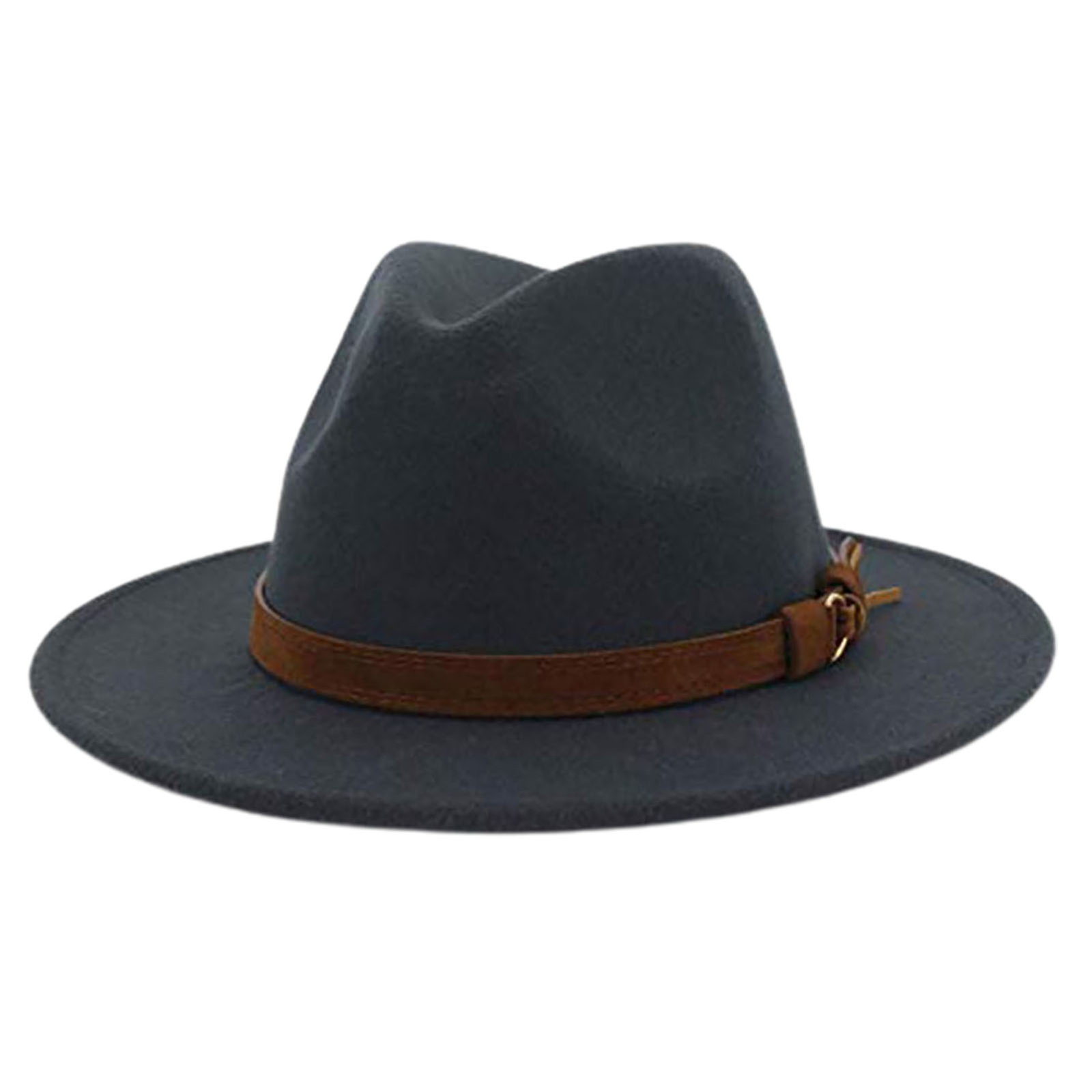 Fedora Hat Charming Functional Striped Band Belt Buckle Hat Wide Brim ...