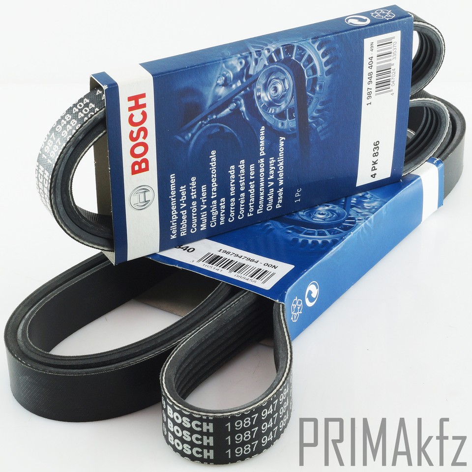 2x BOSCH 6PK1840 + 4PK836 Keilrippenriemen für BMW E87 3er E90 E91 318d ...