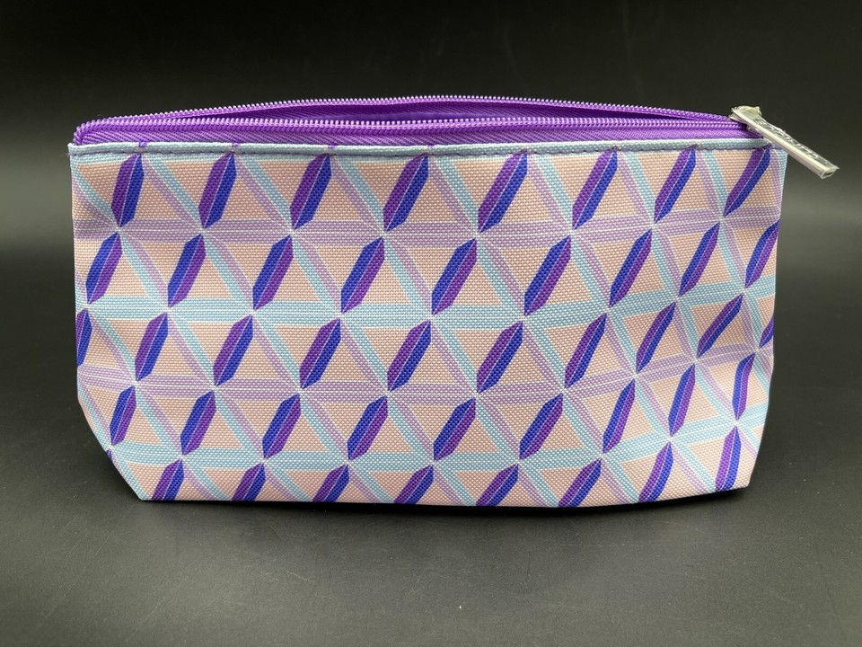 Clinique Makeup Bag Zippered Cosmetic Bag Purple Blue Pink Geometric ...