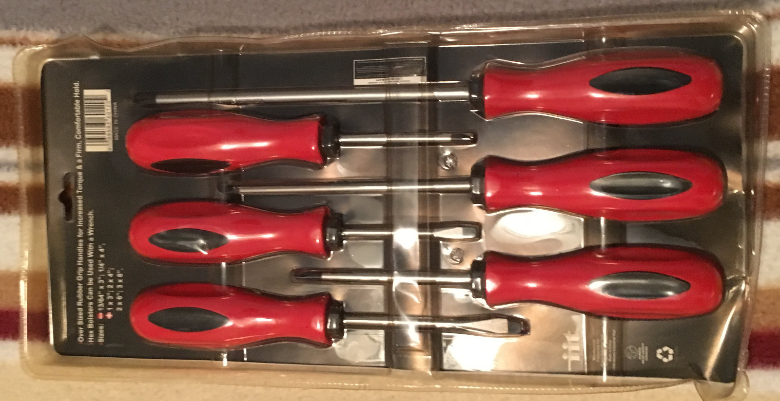 6 PC Jumbo Screwdriver Rubber Grip Handles - Phillips & Flathead ...