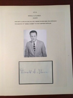 DONALD A. GLASER SIGNED ENSEMBLE, NEUROBIOLOGIST, 1960 NOBEL PRIZE IN ...