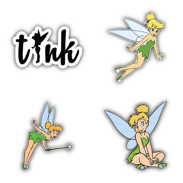 TinkerBell Cartoon Set Of 4 Vinyl Sticker Decal - 5'' longer side ID:1 ...