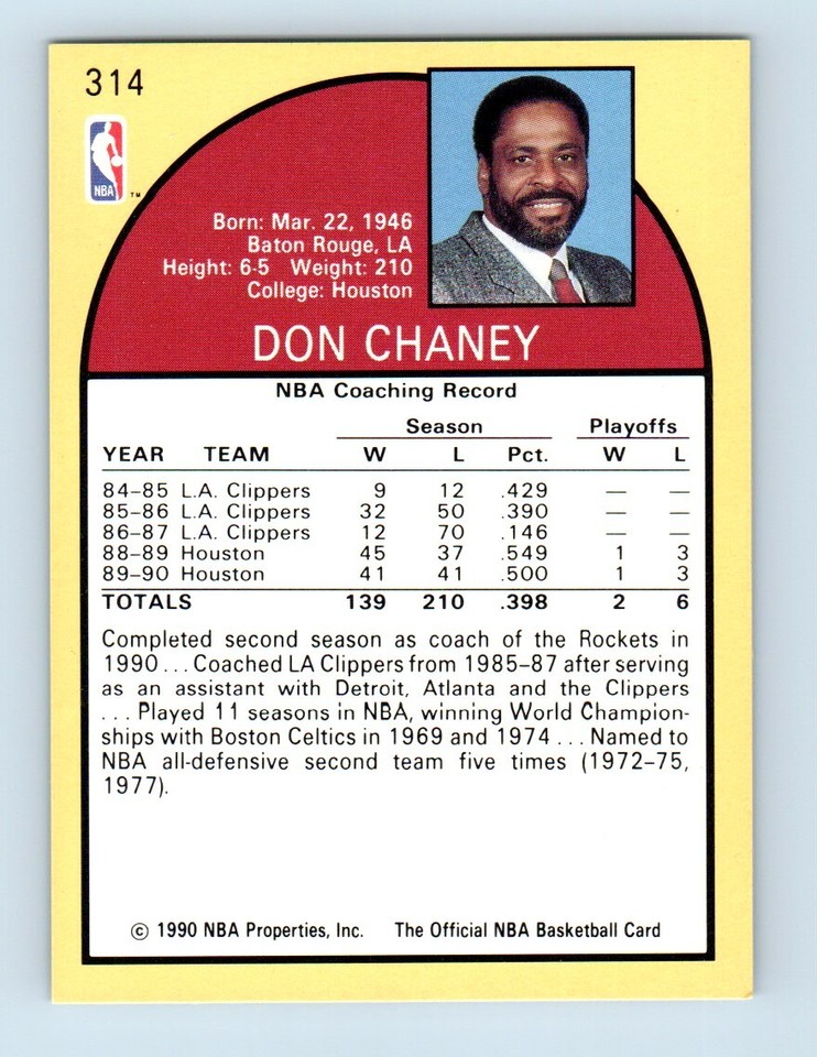 1990-91 Hoops Don Chaney Houston Rockets #314 | eBay