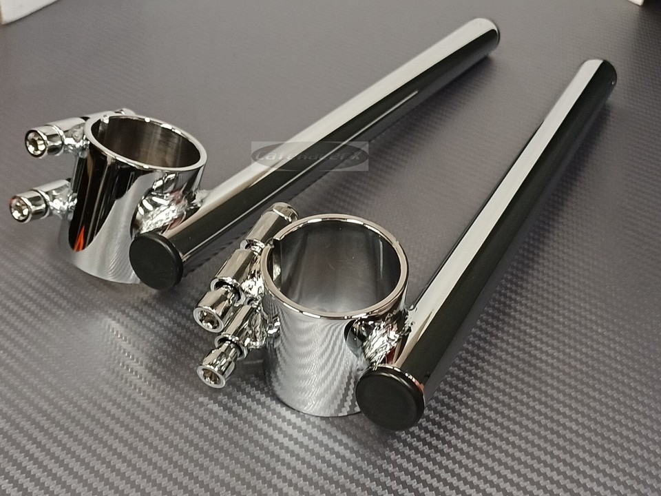 41mm Clip On Handlebars Cafe Racer Superbike Vintage Chrome Steel Clip ...