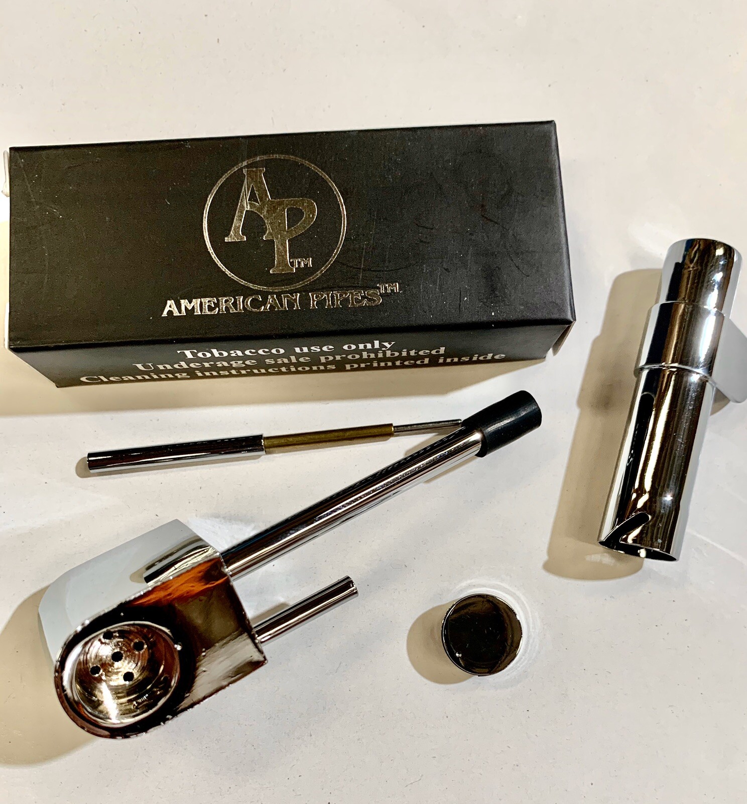 ORIGINAL AMERICAN PIPES™ TRAVELLER™ PIPE DELUXE CHROME PLATED SOLID ...