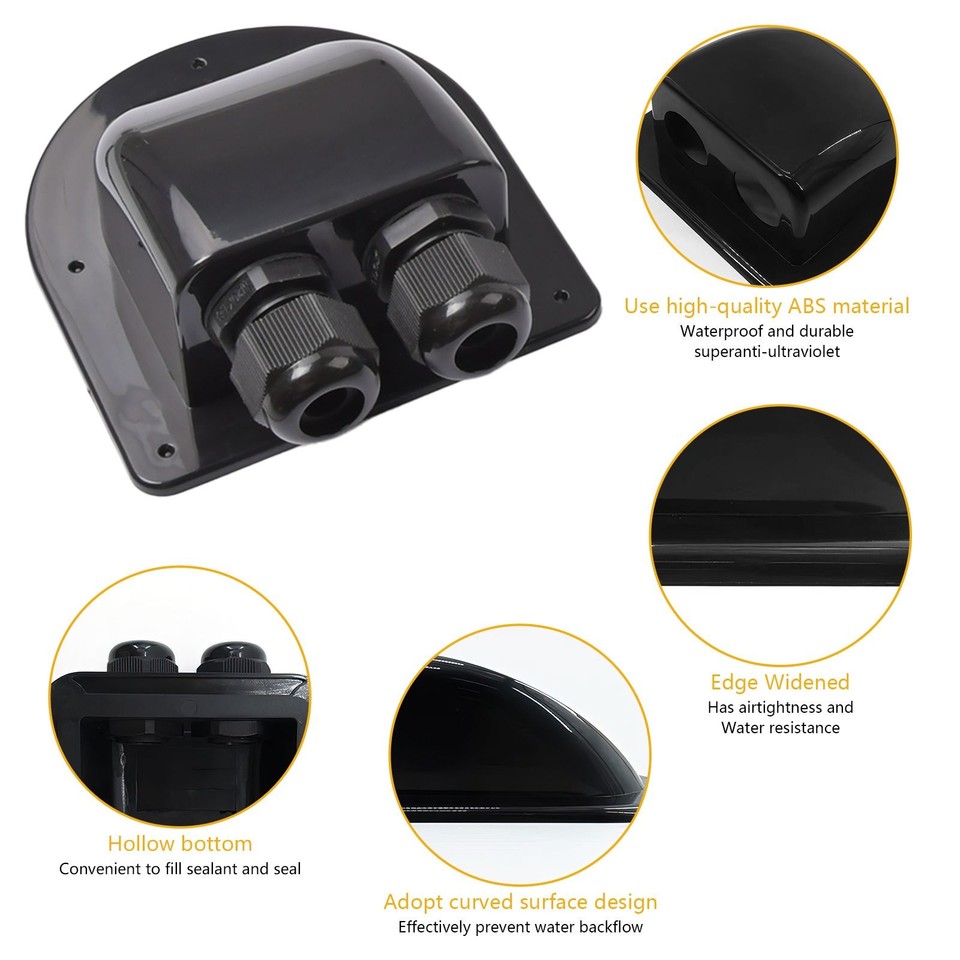Waterproof Dual Cable Entry Gland Wire Box Solar Panel Motorhome Camper ...