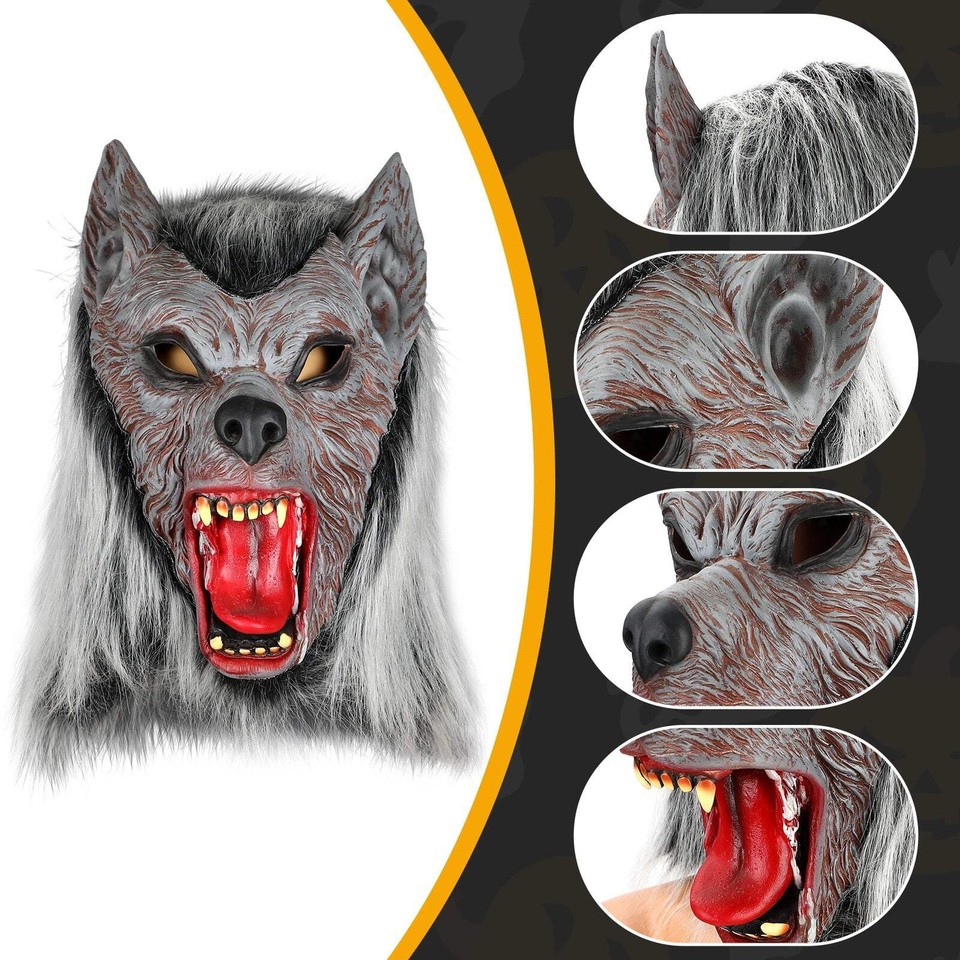 Halloween Werewolf Mask Latex Scary Dark Role Play Cosplay Costume ...