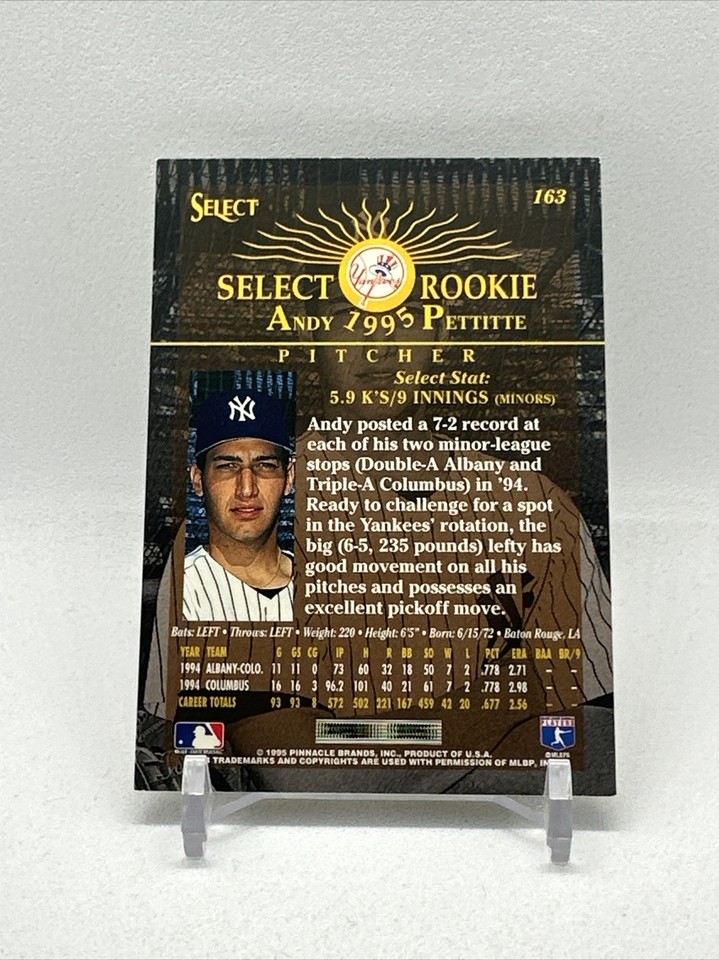 1995 Pinnacle Select Rookie Andy Pettitte #163 New York Yankees | eBay