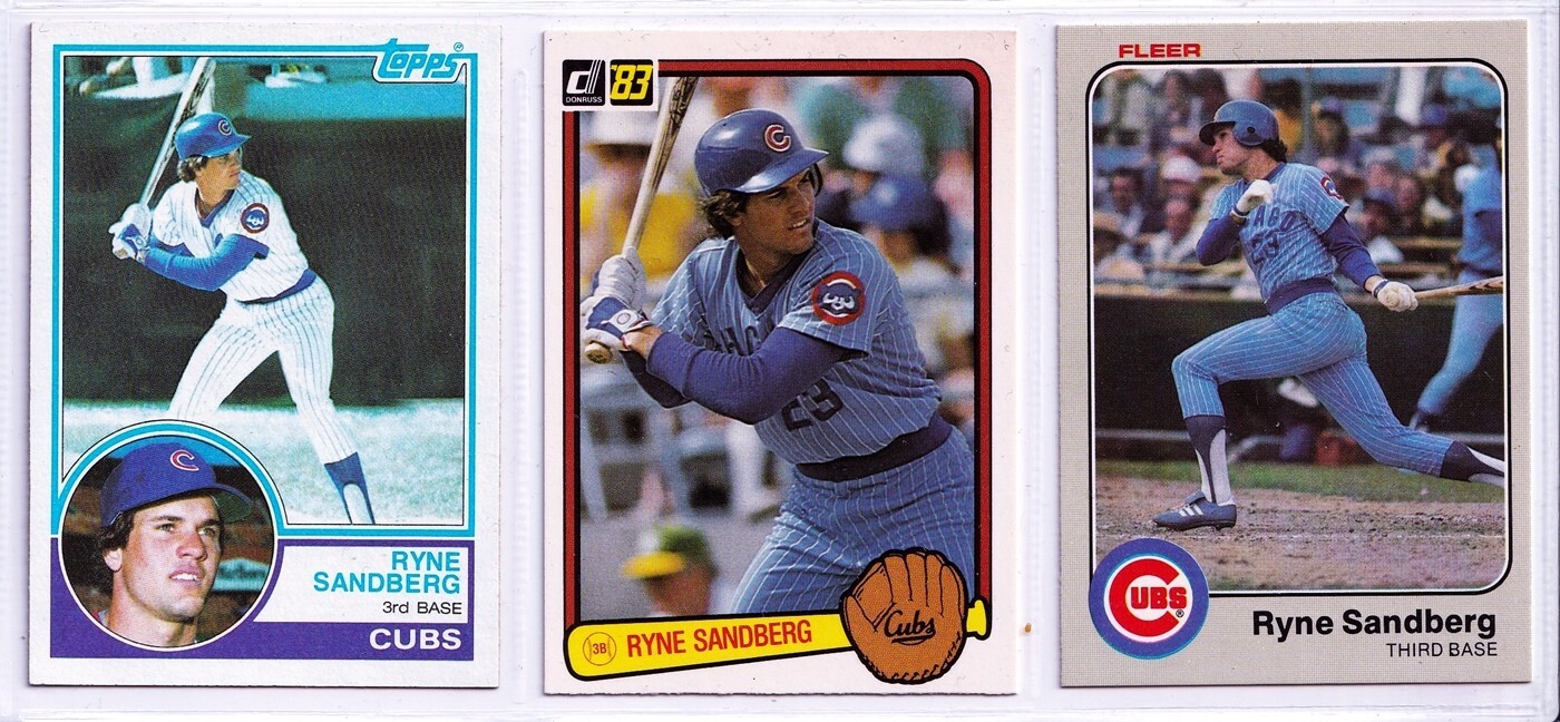 RYNE SANDBERG Cubs 1983 Topps # 83, Fleer #507, Donruss #277 Baseball ...