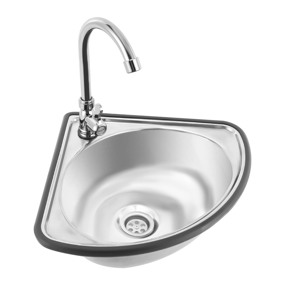 Single Triangle Wash Basin Corner Sink Mini Bar Sink Stainless Steel w ...