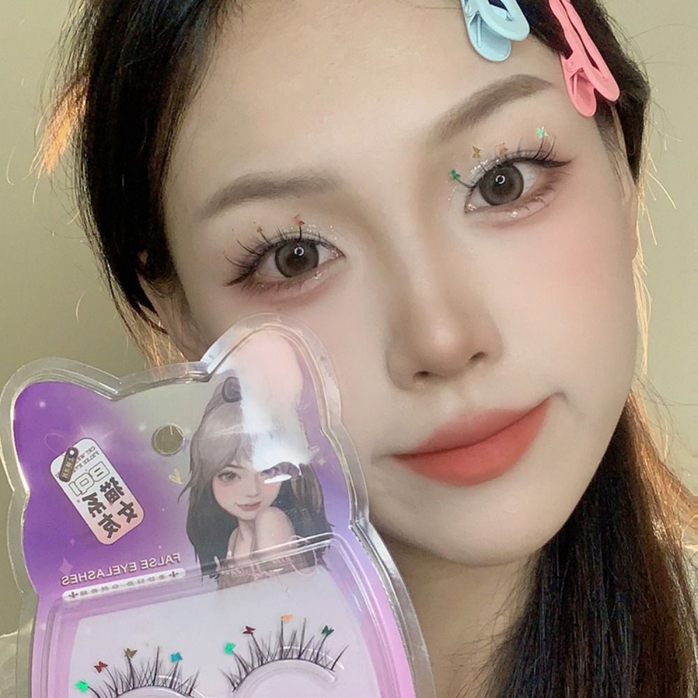 Natural Synthetic Sequins Butterfly False Eyelashes Eyelashes Women ...