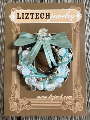 LIZTECH ARTISAN JEWELRY 2013 WREATH CHRISTMAS BROOCH PIN NEW BLUE ...