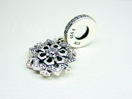 Authentic Pandora #792355C01 Sparkling Snowflake Double Dangle Charm ...