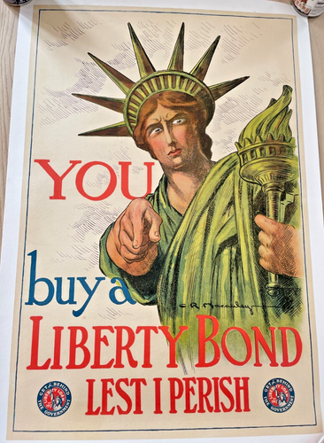 Original 1917 "You Buy Liberty Bond Lest I Perish WWI Poster" Macauly ...