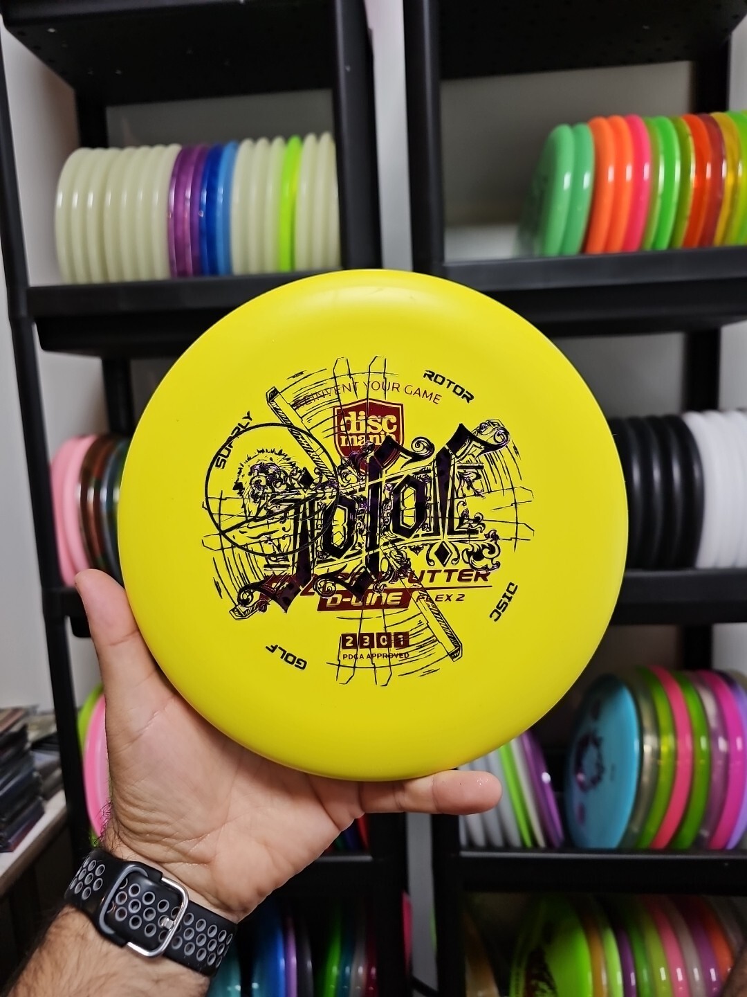 Discmania D-Line Yellow Multi Stamp 176g P2 Flex 2 disc golf putter X ...
