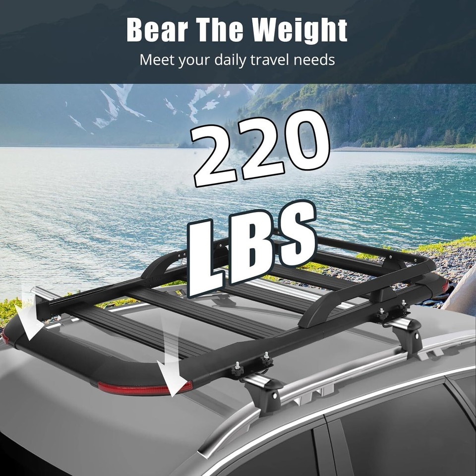 220LBS 63" Universal Roof Rack Luggage Cargo Carrier Top Basket SUV ...