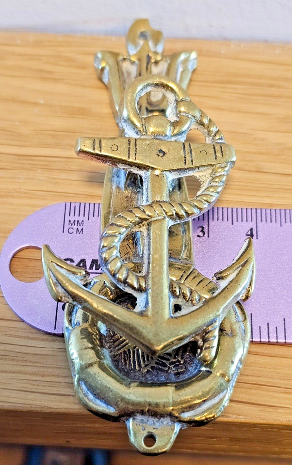 Door Knocker Vintage Nautical Solid Brass Ship Anchor Rope Design Boat ...