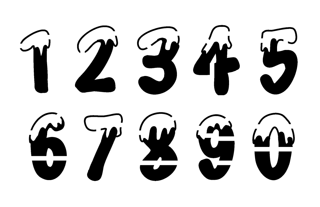 SANTA SNOW CAPS Numbers Stencil - 3 Inch Christmas Font Address House ...