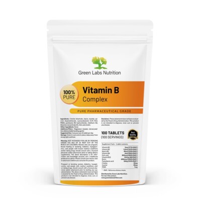 Vitamin B Complex Tablets – 11 Vitamins with Choline, Calcium, Inositol ...