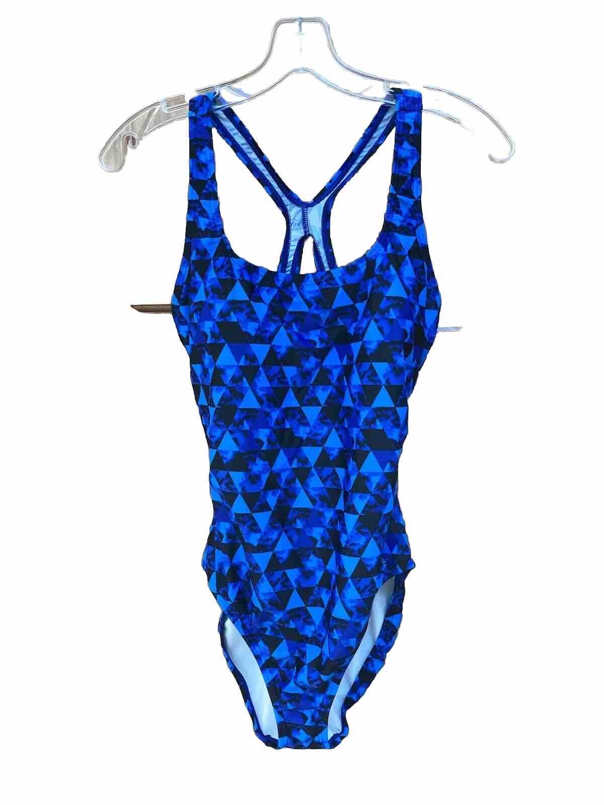 Speedo Womens Size 12 Ultraback Swimsuit Blue Triangle Print, Fully ...