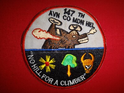 Vietnam War Patch US 147th Aviation Co. CH-47 Helicopter NO HILL FOR A ...