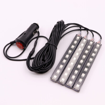 Red 9 LED Charge Car Decorative Light Lamps Car Interior Accessories ...