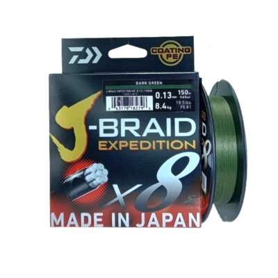 Daiwa Braid Fishing Line J-Braid Expedition X8 Hydrophobic High Weave ...