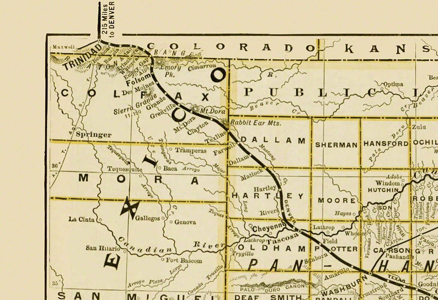Railroad Map - Denver Texas and Ft Worth Railroad - Northrup 1888 - 23 ...