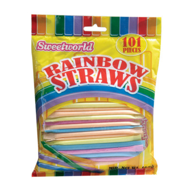 808 x SWEETWORLD RAINBOW STRAWS SHERBET FILLED TUBES KIDS NOVELTY BULK ...