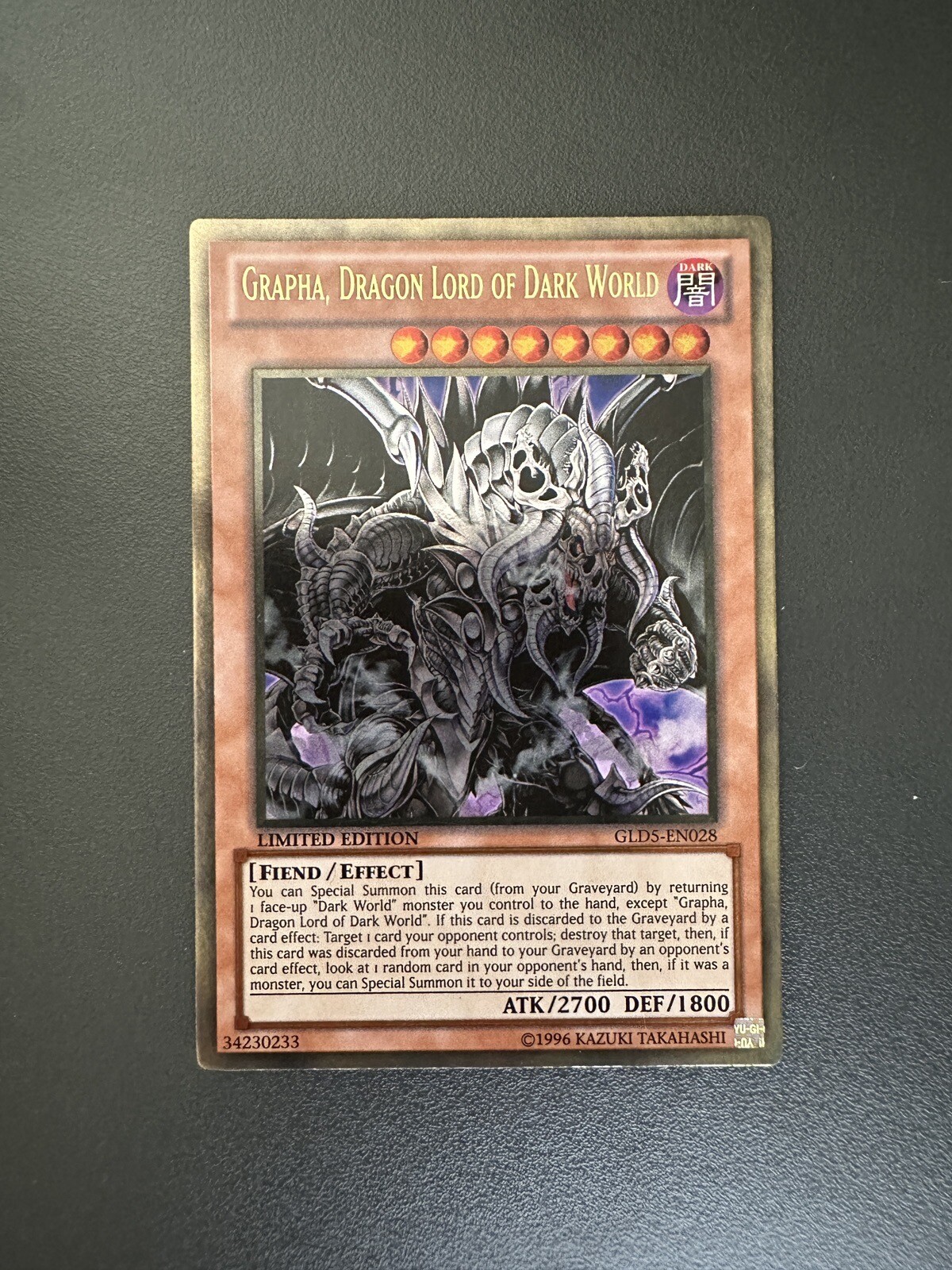 Grapha, Dragon Lord Of Dark World GLD5-EN028 Gold Rare Limited Edition ...