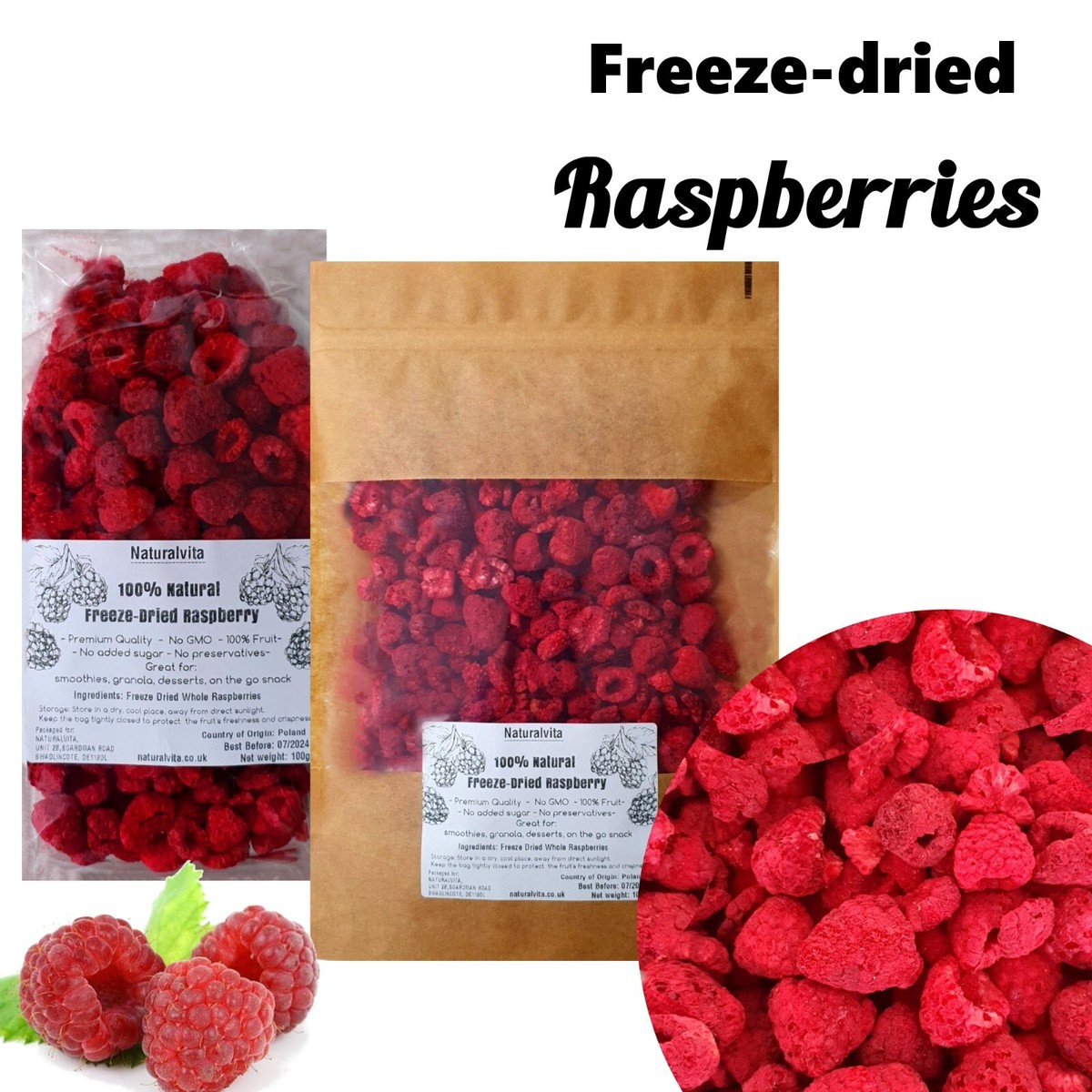 Dried Raspberries Raspberry Pieces + Bits Powbab