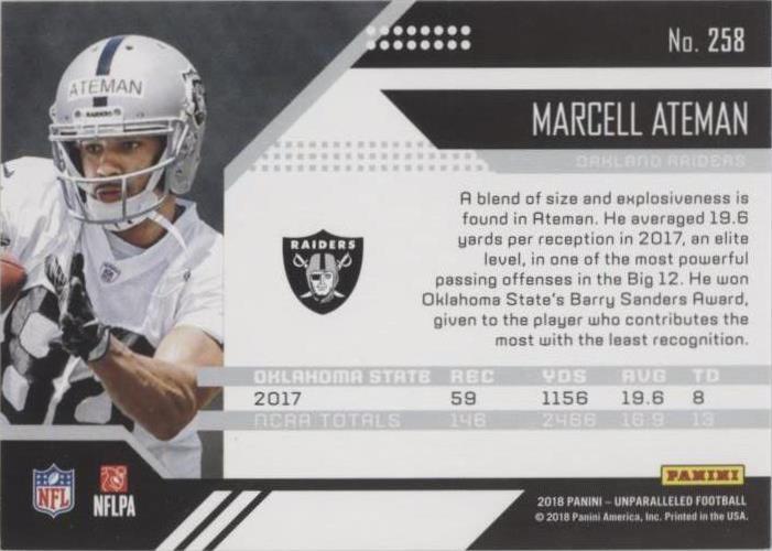 2018 Panini Unparalleled Marcell Ateman #258 for sale | eBay