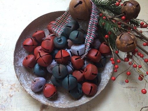 12 Primitive Rusty Tin Christmas Jingle Bells Bell 35mm 1 3/8" inch ...