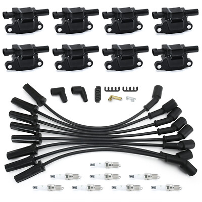 8(PACK) UF413 Ignition Coil Square & 41-962 Spark Plug & 9748 Wire For ...