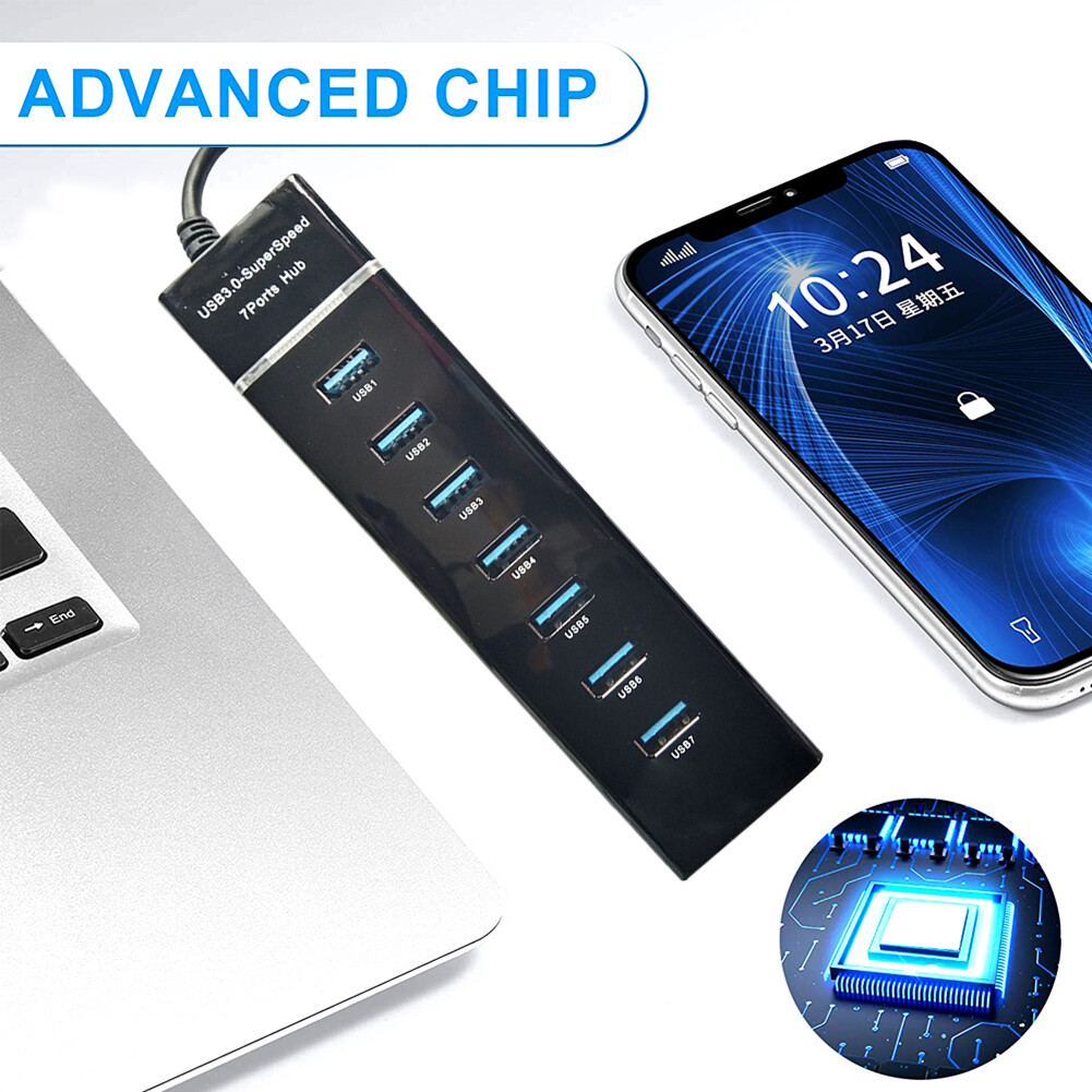 AU 7 Ports USB Hub 1 USB3.0&6 USB 2.0 Ports Cable Length 120cm for ...