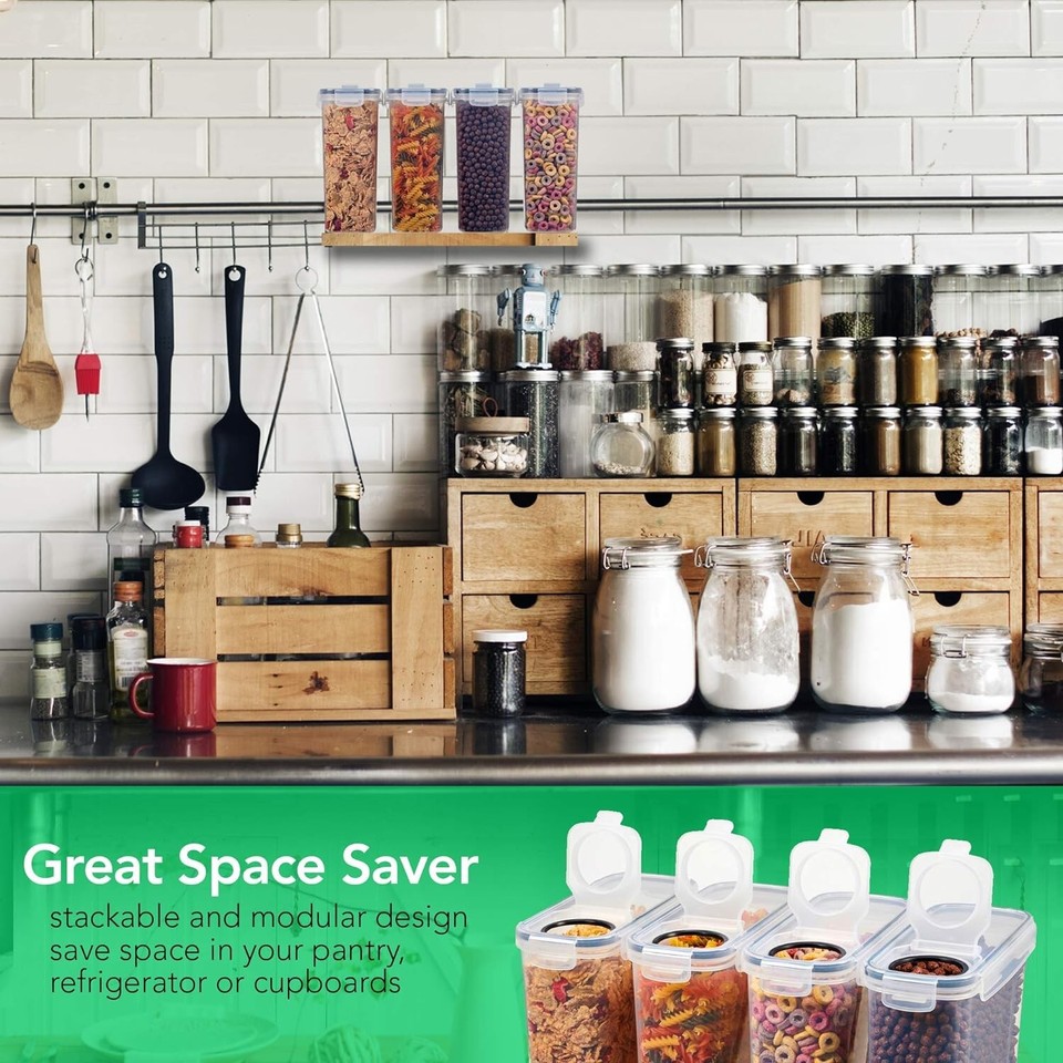 4L Large Cereal Containers for Storage,Airtight Plastic BPA Free ...